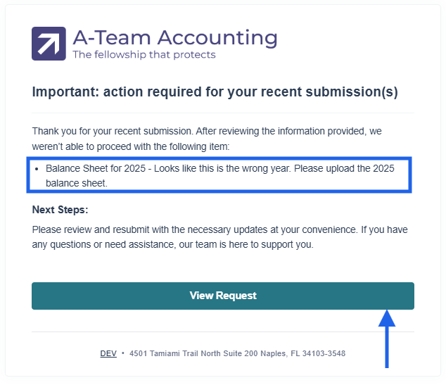 Resubmit items upon firm request – Client Help Center